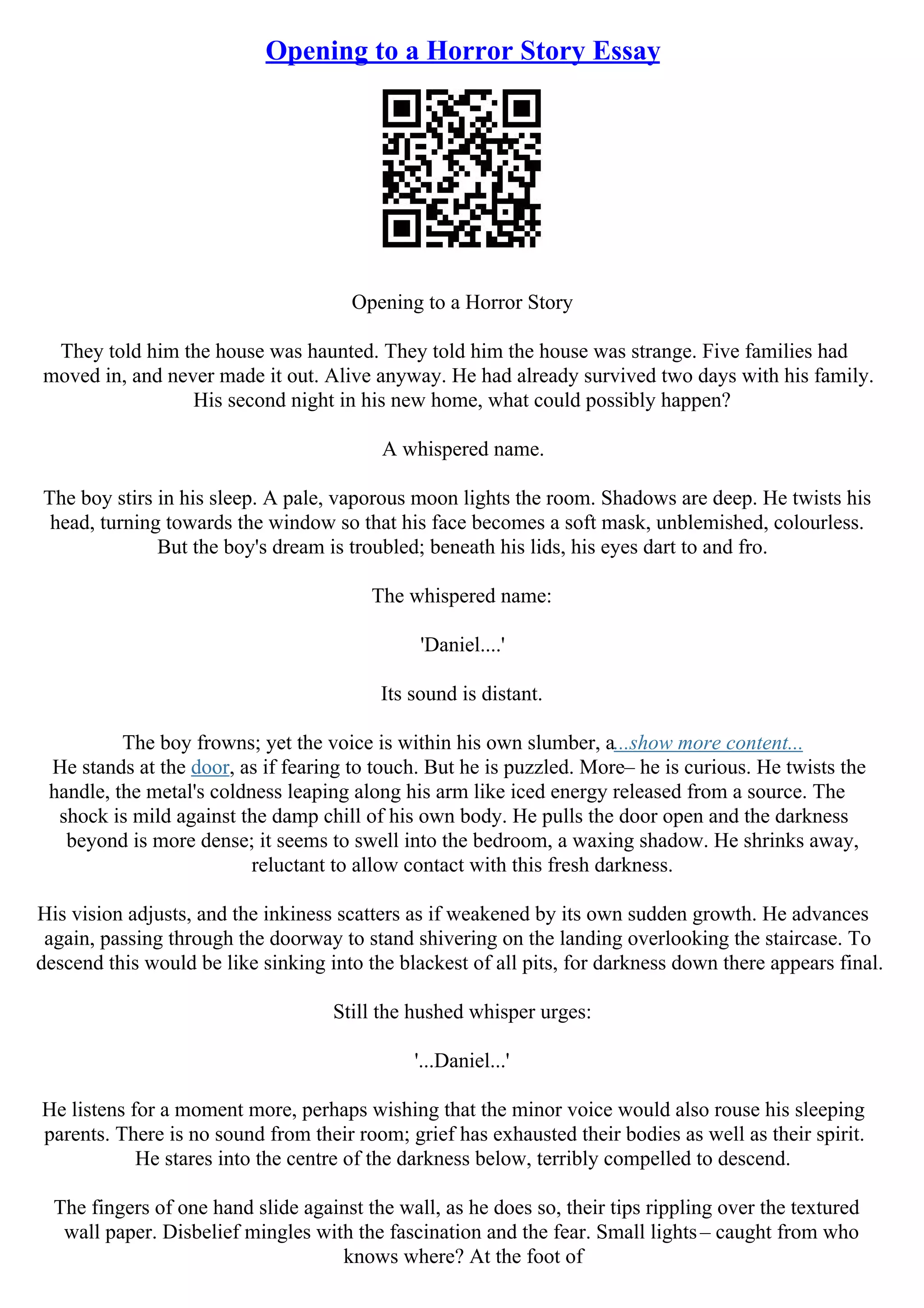 Horror Story Essay | PDF | Horror | Genres