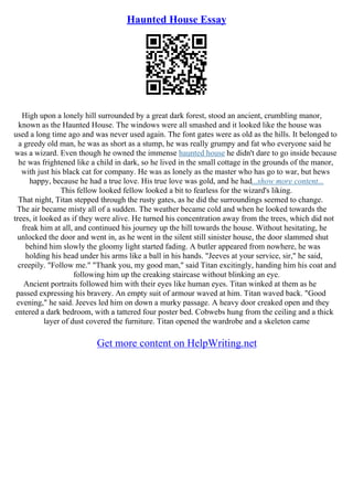 Horror Story Essay | PDF | Horror | Genres