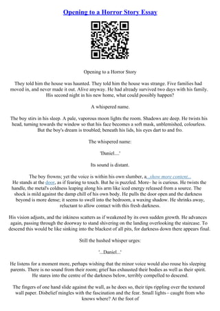 Horror Story Essay | PDF