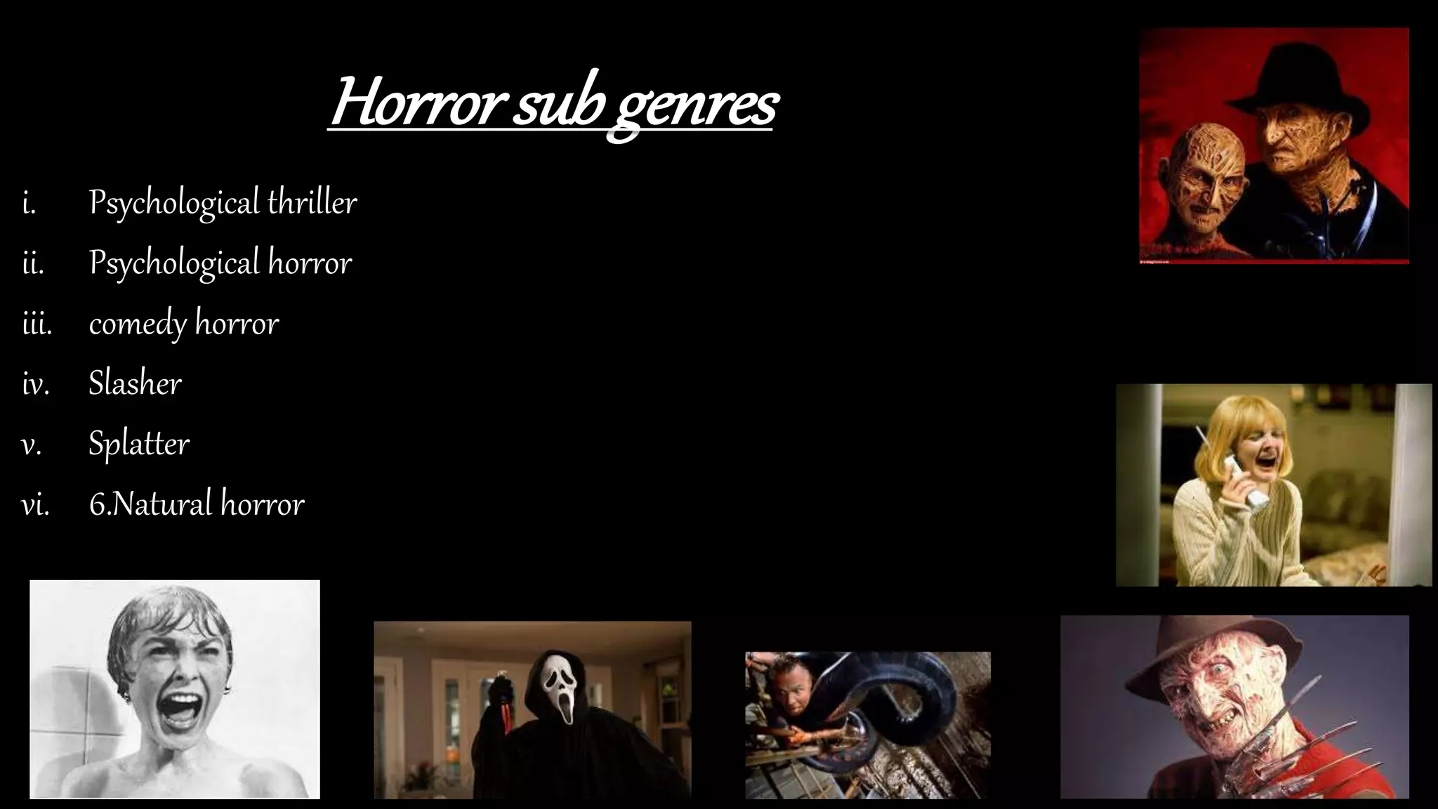 Horror sub genres