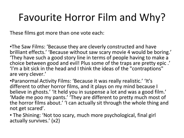 Horror Survey Results | PPT