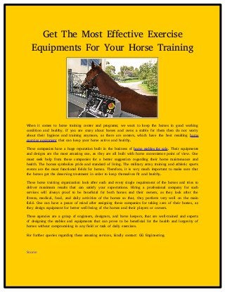 Horse Exercise Equipment
