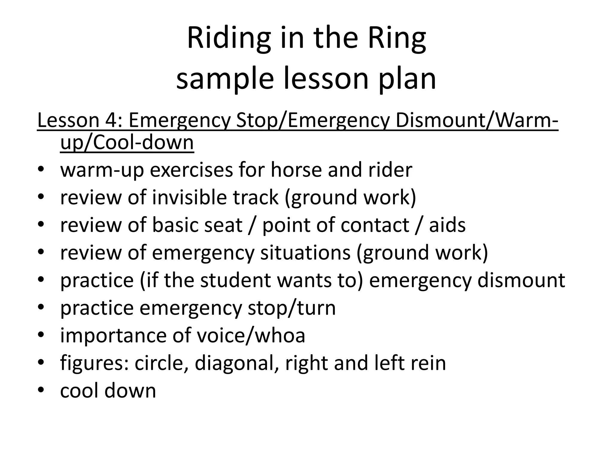 Horse riding lesson plans | PPTX