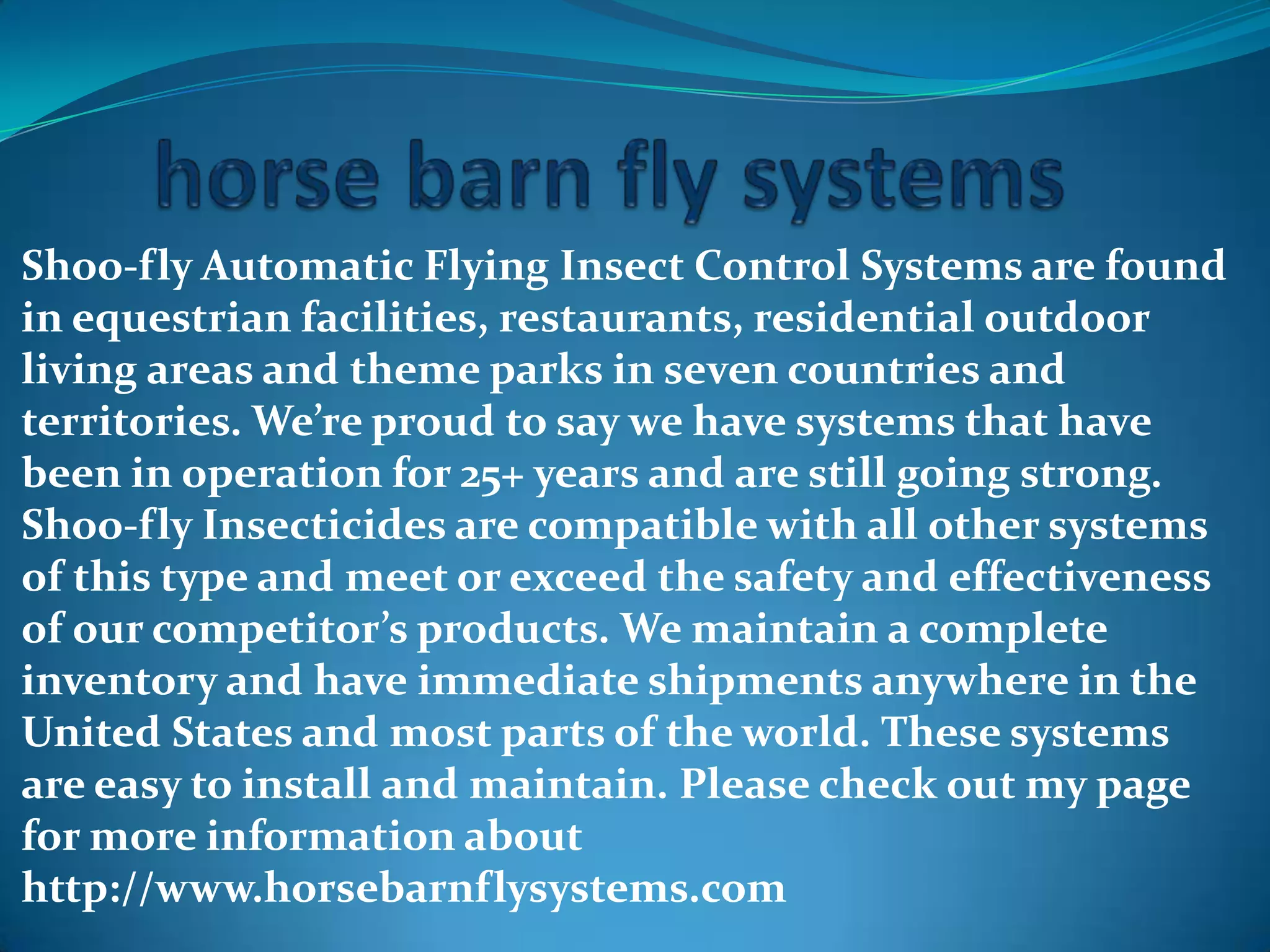 Horse barn fly systems | PPT