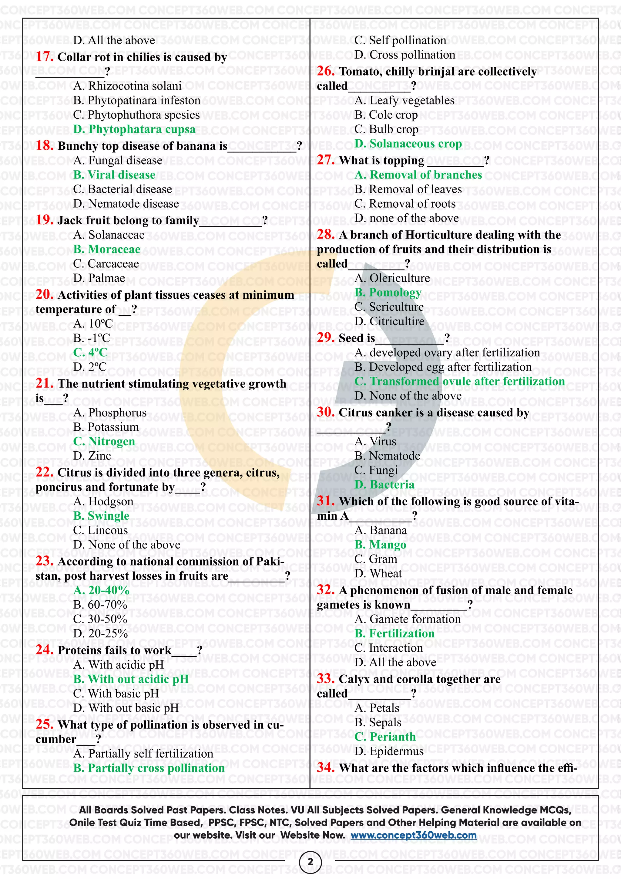 Horticulture Quiz 4.pdf | Educational Assessment | Education