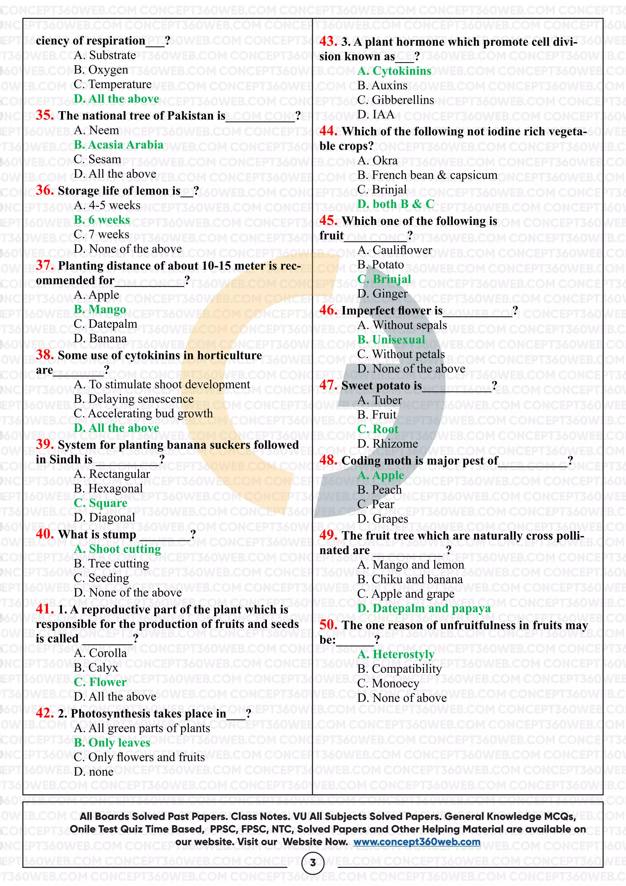 Horticulture Quiz 4.pdf | Educational Assessment | Education