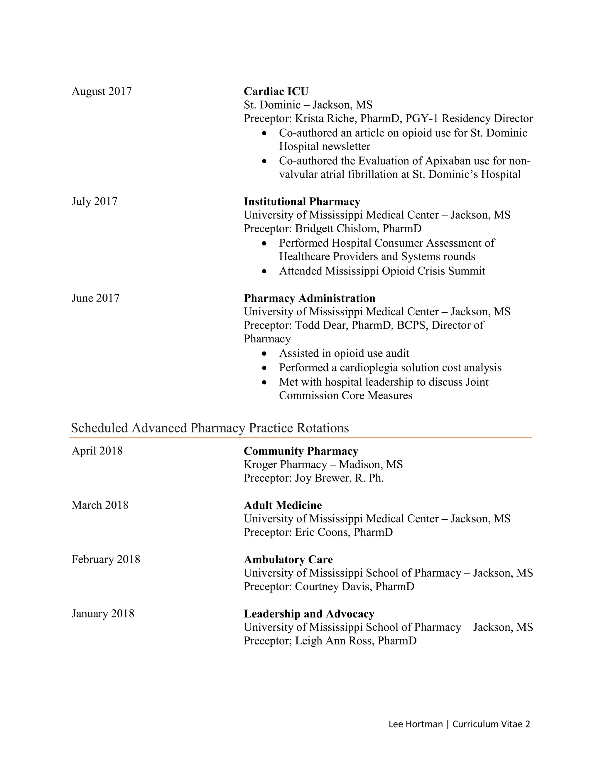 Hortman lee cv | PDF