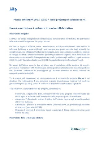 Horus inail doc_premio_forumpa2017 | PDF | Antivirus Software ...