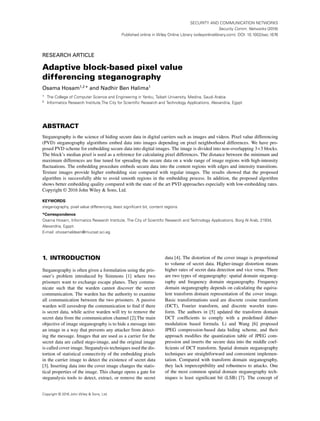 Adaptive block-based pixel value differencing steganography | PDF