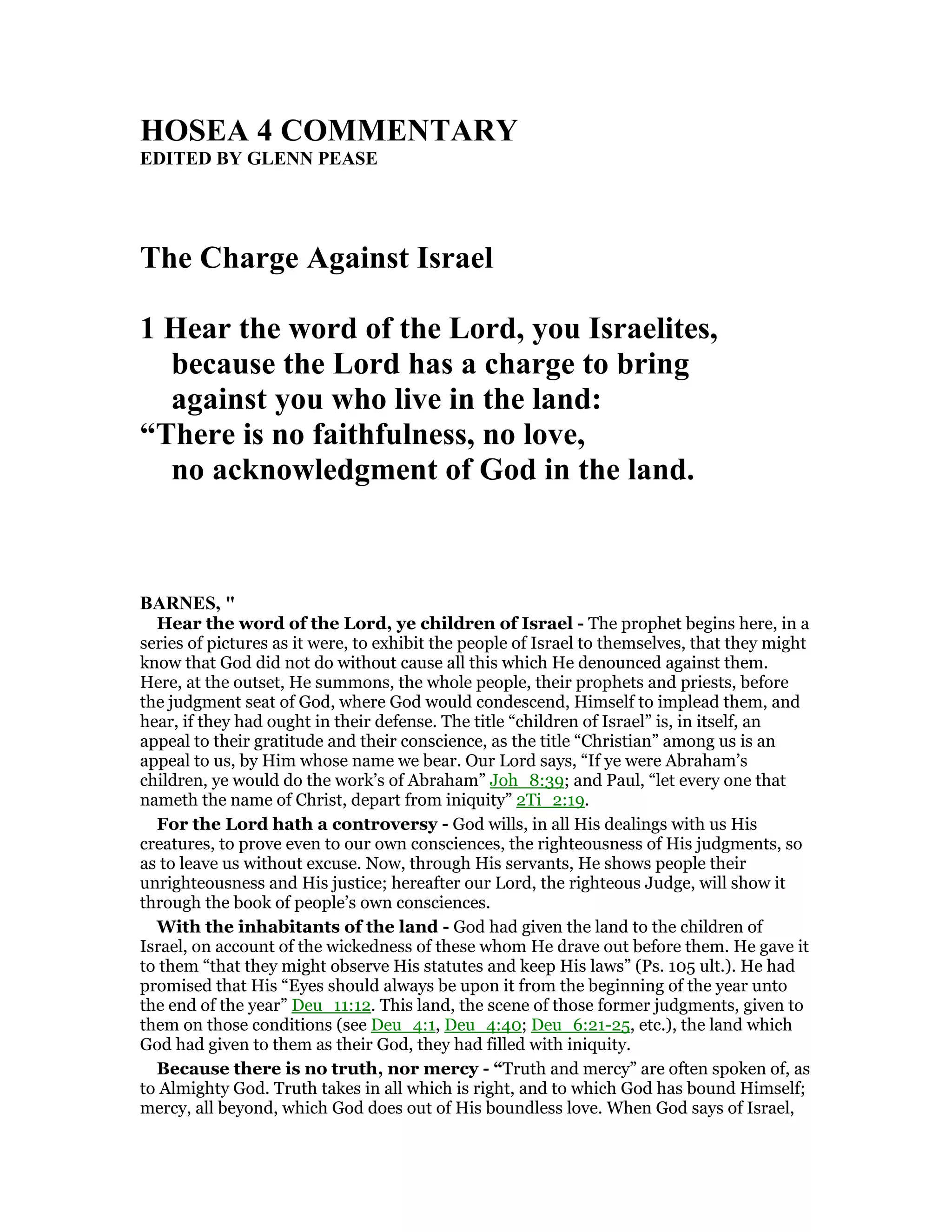 Hosea 4 commentary | PDF
