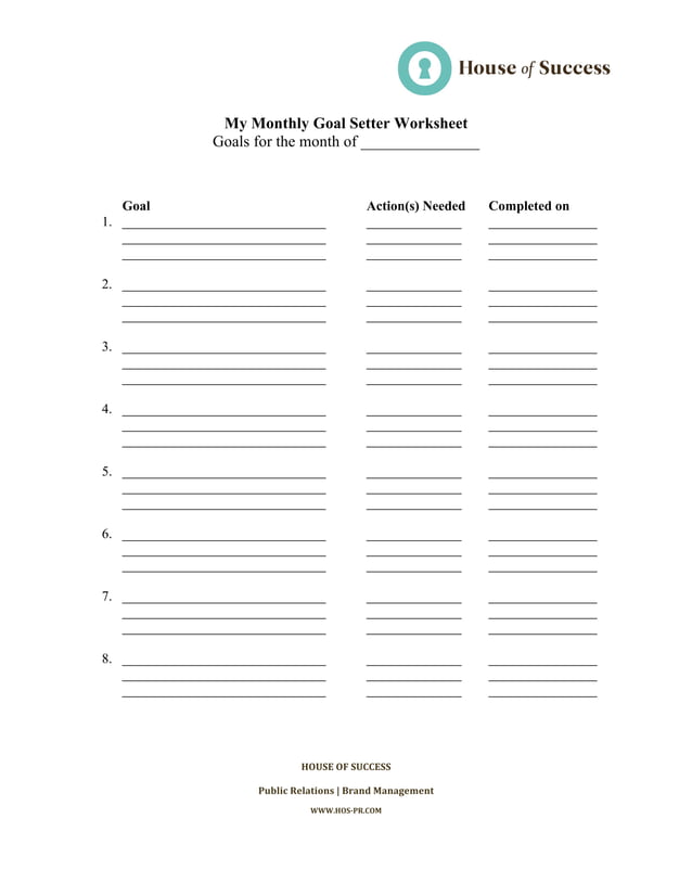 Goal Setter Worksheets | PDF