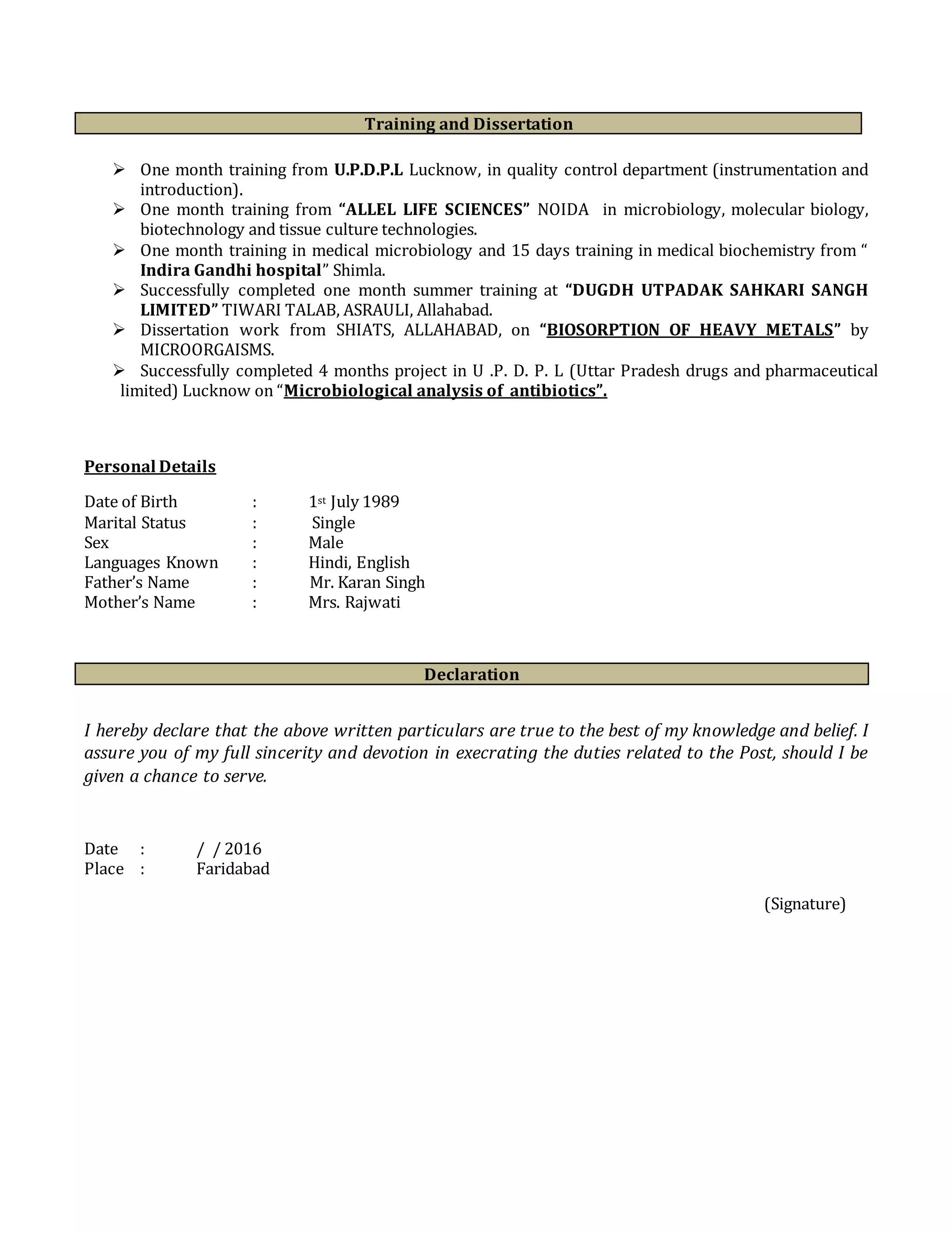 Hoshiyar singh, Microbiologist | DOCX