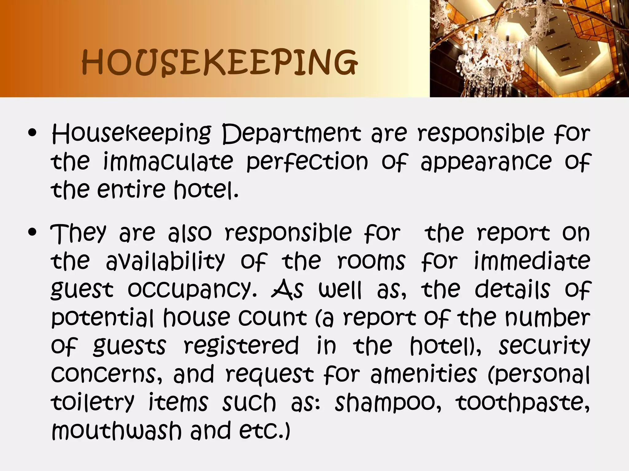 HOSPITALITY OPERATIONAL MANAGEMENT | PPT