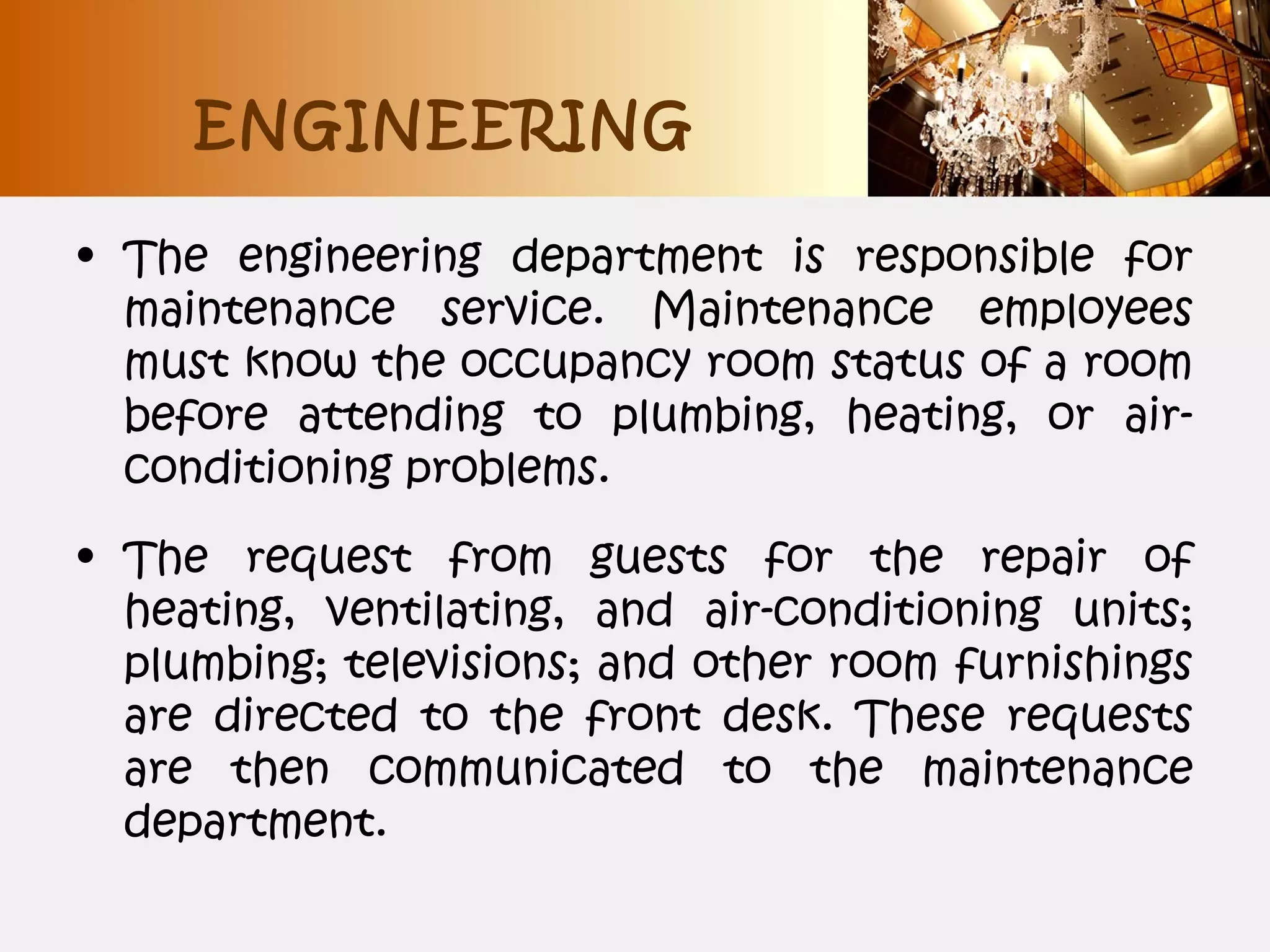 HOSPITALITY OPERATIONAL MANAGEMENT | PPT