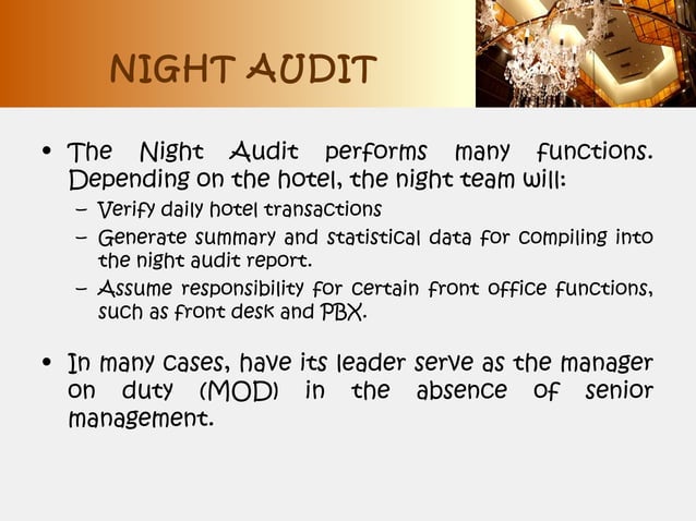 HOSPITALITY OPERATIONAL MANAGEMENT | PPT