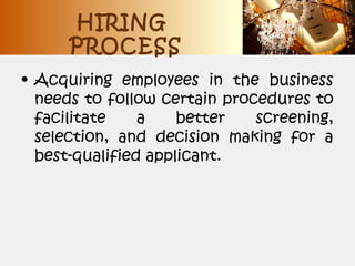 HOSPITALITY OPERATIONAL MANAGEMENT | PPT