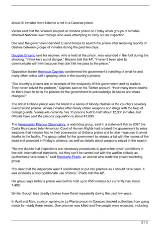 Hospital: 61 killed in Venezuela prison riot – Houston Chronicle | PDF