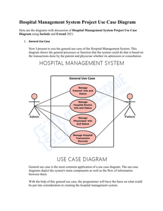 Use Case Diagram Of Hospital Management