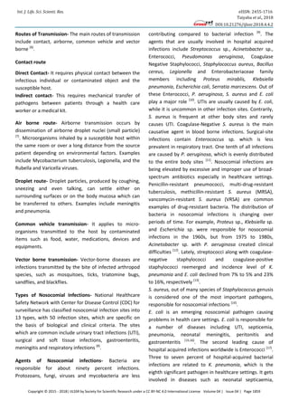 Hospital Acquired Infections, Sources, Route of Transmission ...