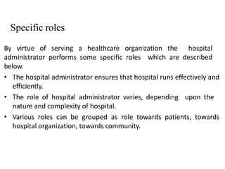 Introduction to Hospital Adminstration | PPTX