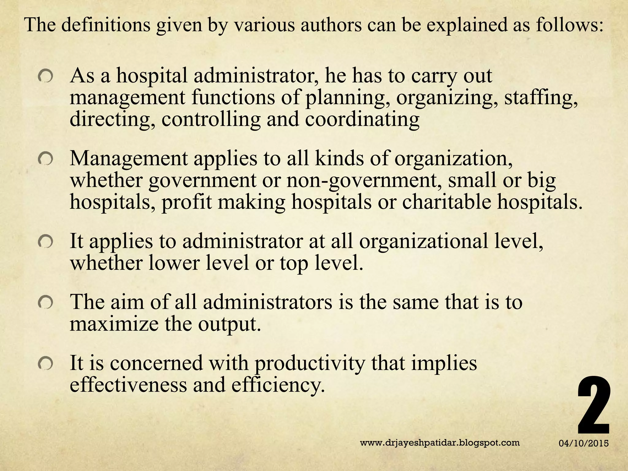 Hospital administration | PDF