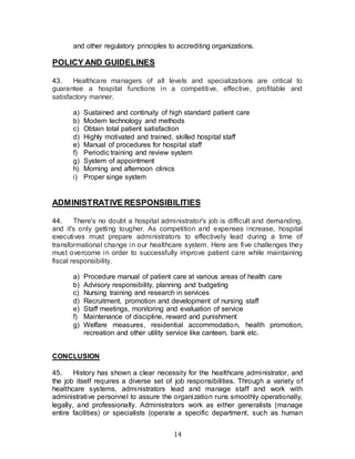 Hospital administration role in quality patient care | DOCX