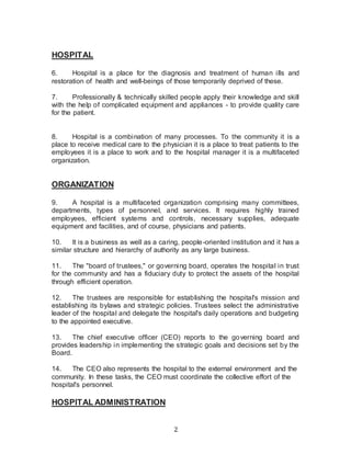 Hospital administration role in quality patient care | DOCX