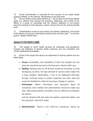 Hospital administration role in quality patient care | DOCX