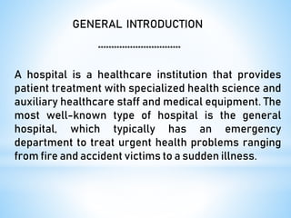 HOSPITAL ADMINSTRATION(ITNRODUCTION).pptx | Physical Therapy | Wellness