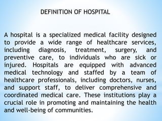 HOSPITAL ADMINSTRATION(ITNRODUCTION).pptx | Physical Therapy | Wellness