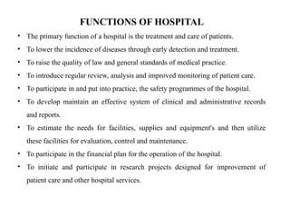 Hospital and Its organization PPT Unit I of Pharmacy Practice | PPTX