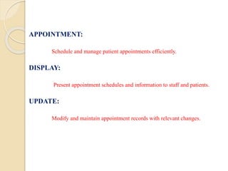 HOSPITAL APPOINTMENT SYSTEM.pptx for final project | PPTX