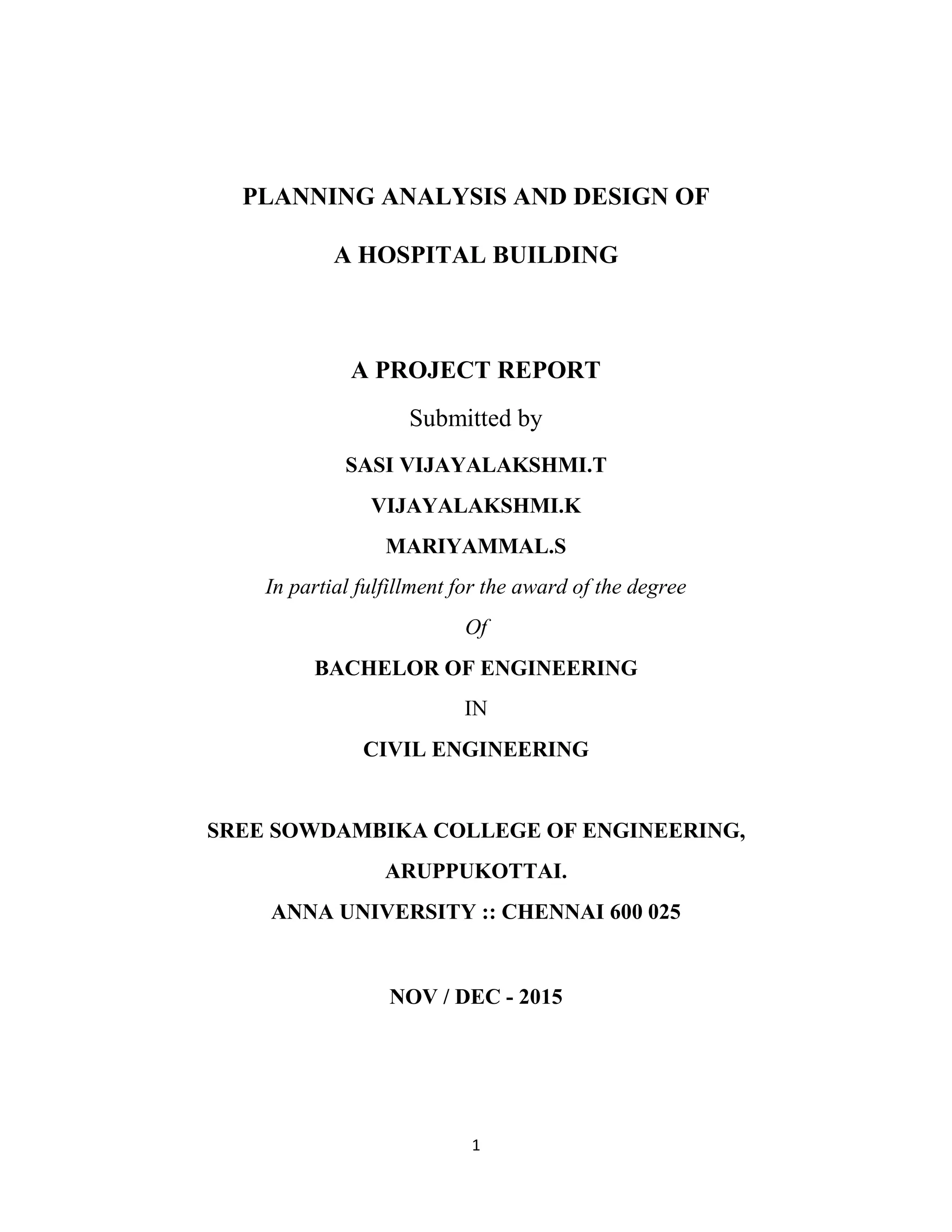 Hospital building project | PDF