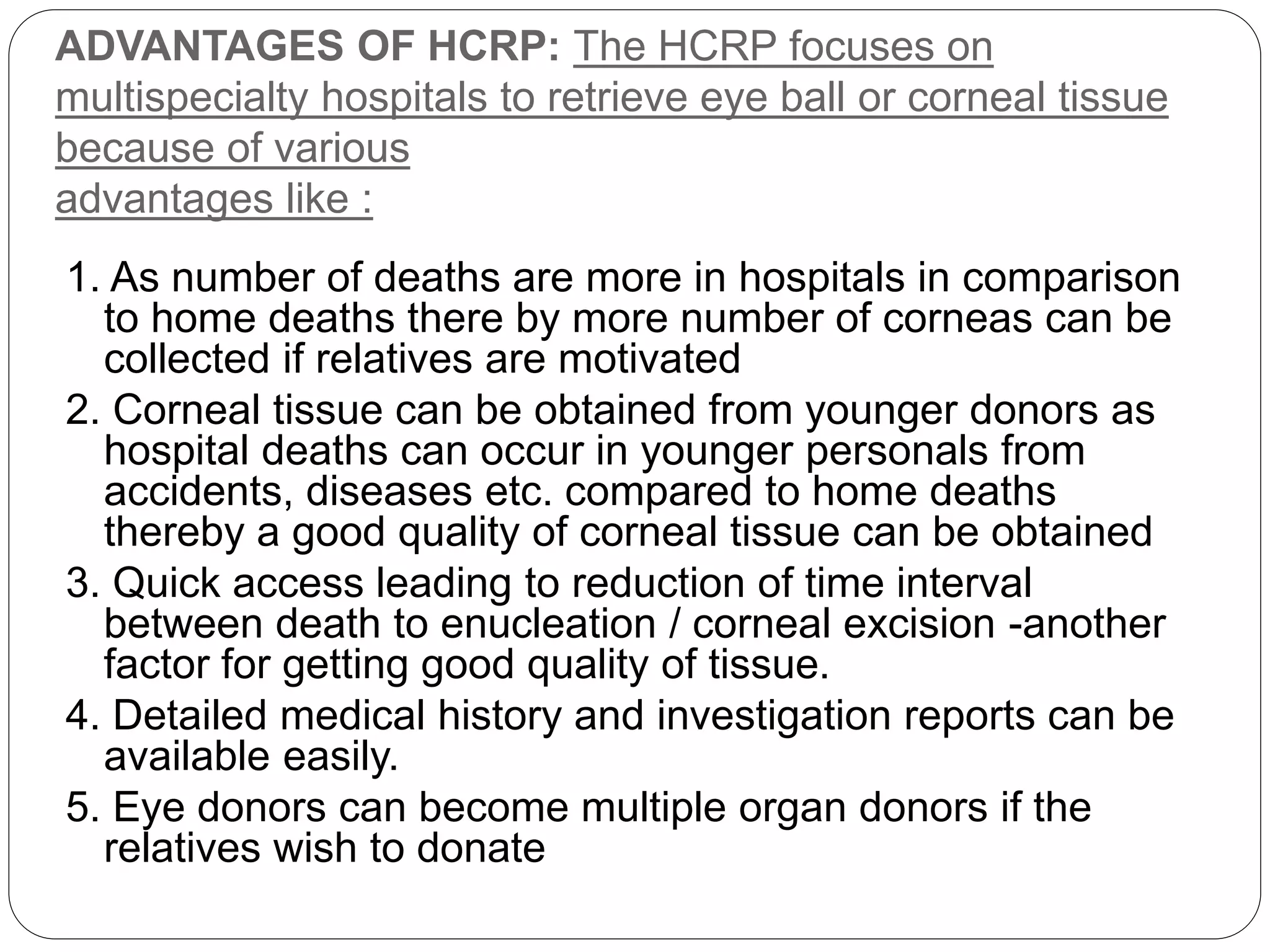 Hospital Corneal Retrieval Programme | PPTX