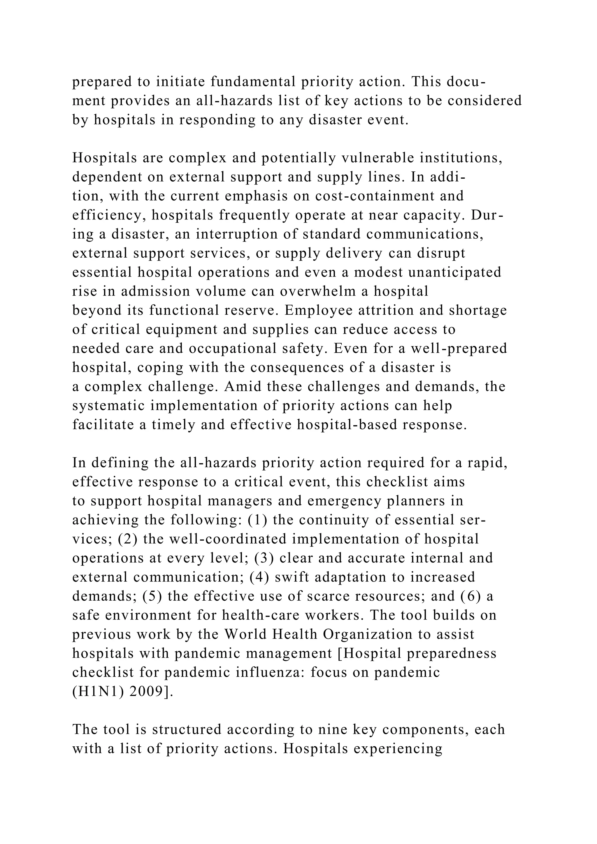 Hospital emergency response checklist An all-hazards too.docx