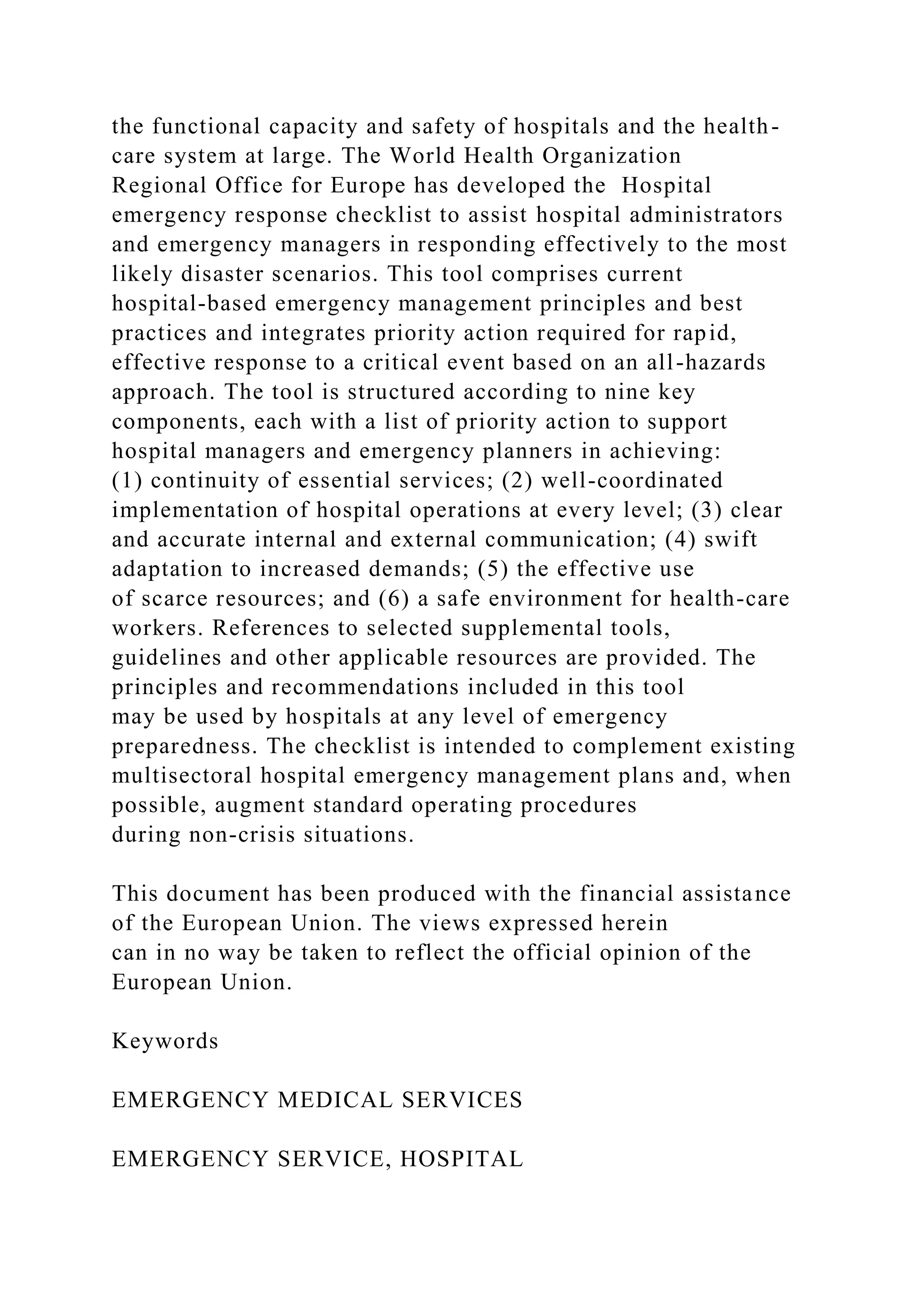 Hospital emergency response checklist An all-hazards too.docx