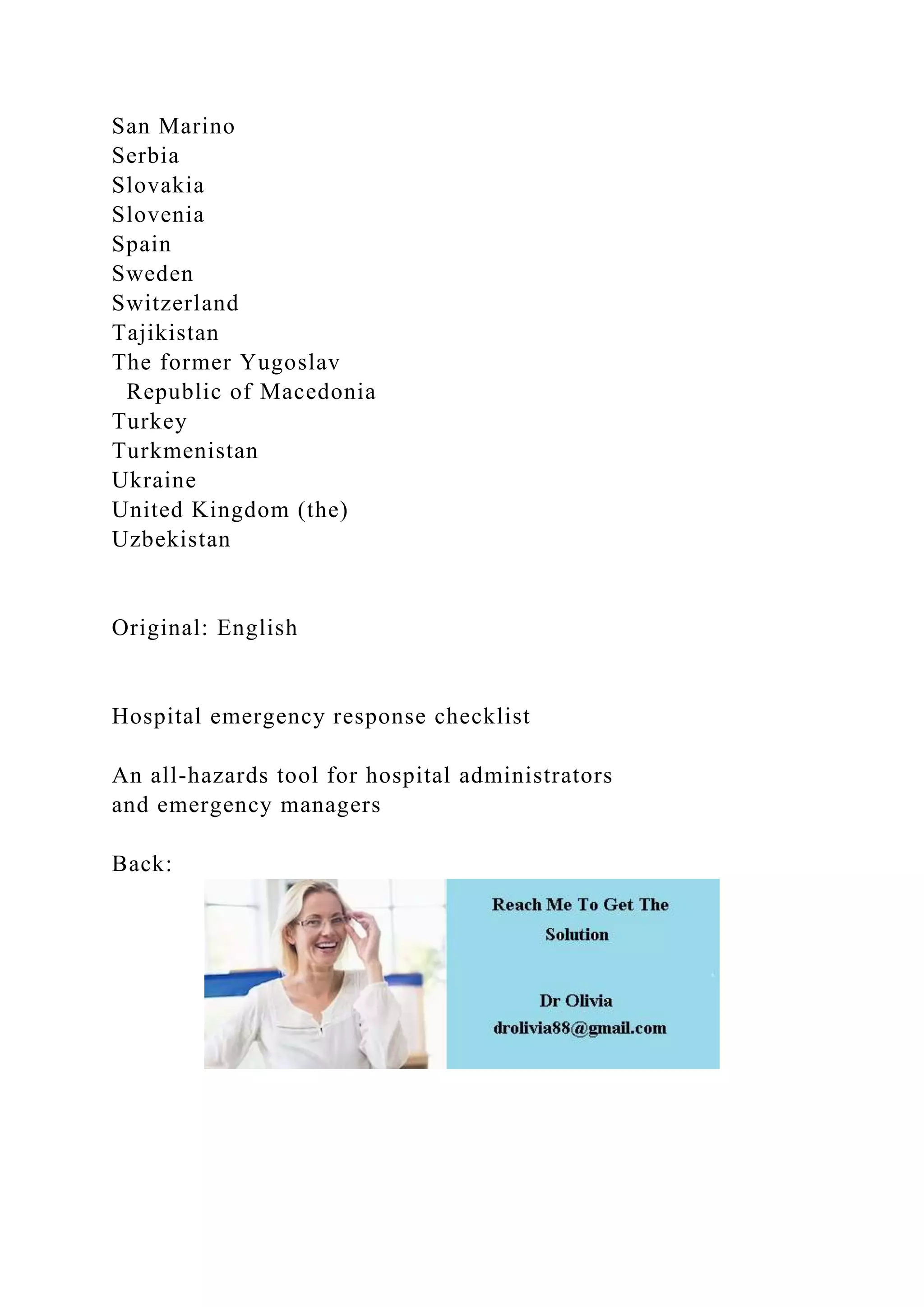 Hospital emergency response checklist An all-hazards too.docx