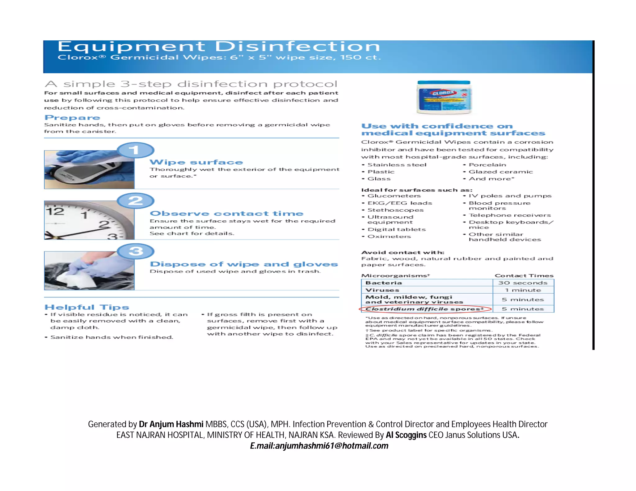 Hospital Environmental Cleaning & Disinfection, Procedures & Practices ...