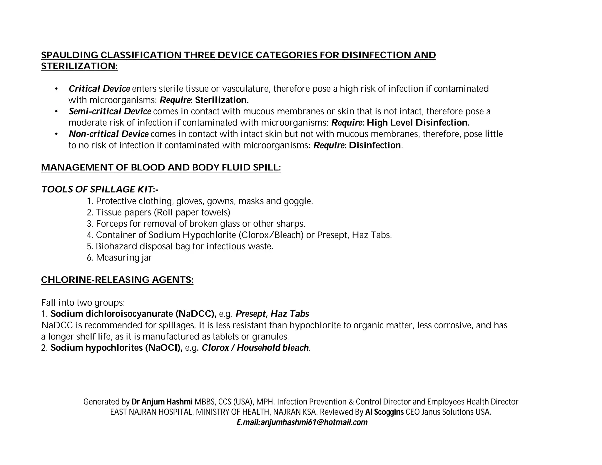 Hospital Environmental Cleaning & Disinfection, Procedures & Practices ...