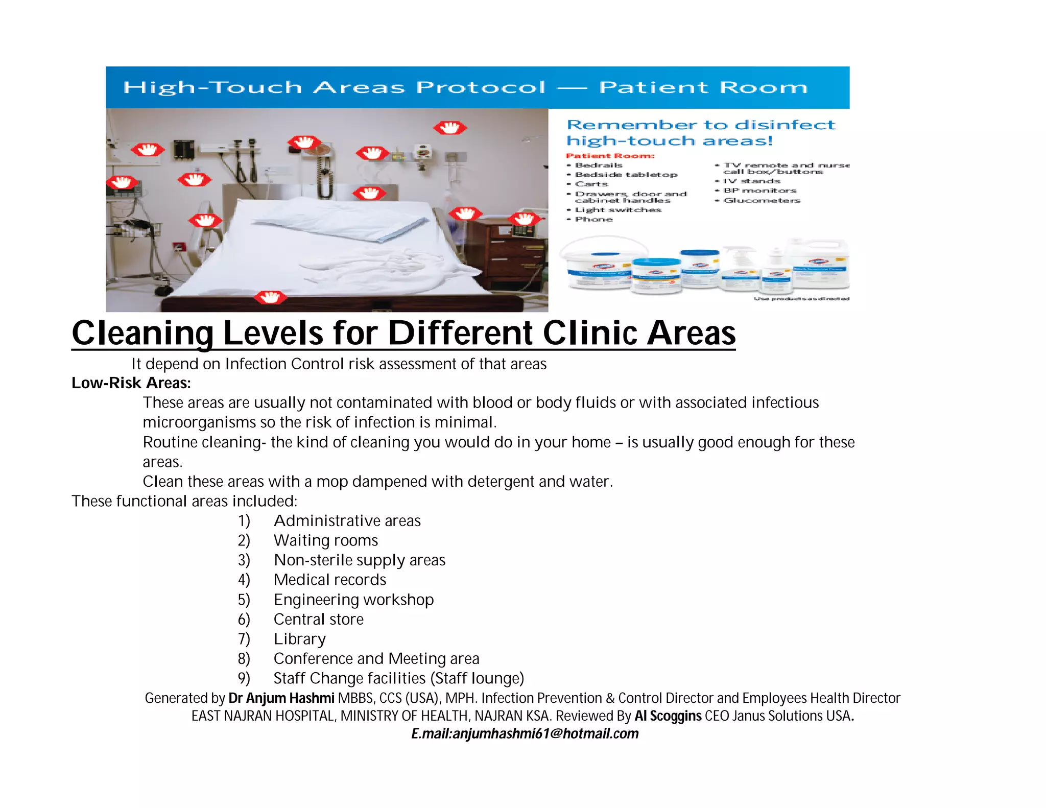 Hospital Environmental Cleaning & Disinfection, Procedures & Practices ...