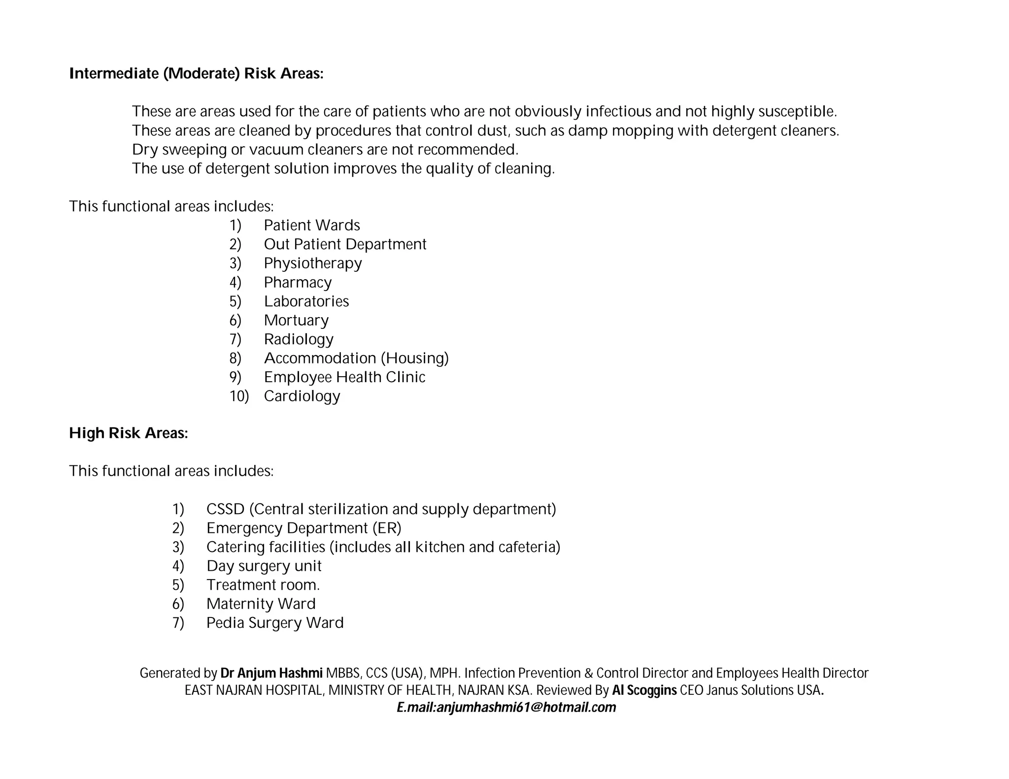 Hospital Environmental Cleaning & Disinfection, Procedures & Practices ...