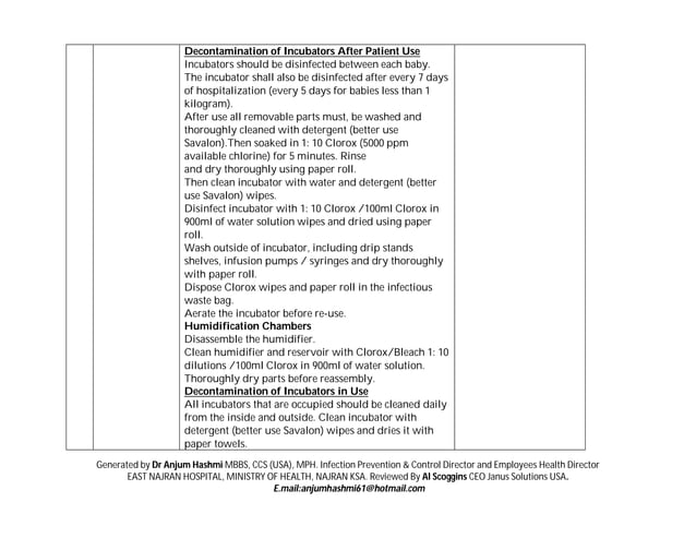 Hospital Environmental Cleaning & Disinfection, Procedures & Practices ...