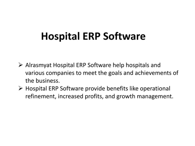 Hospital erp software | PPTX | Healthcare Industry | Industries