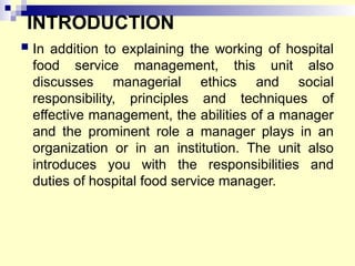 HOSPITAL FOOD SERVICE.Lecture notes pptx | PPTX