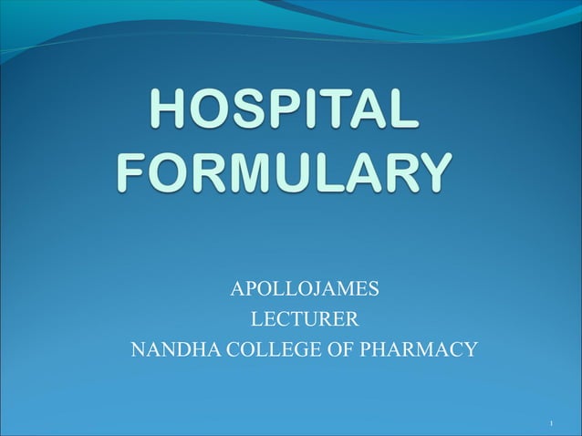 Hospital formulary | PPT