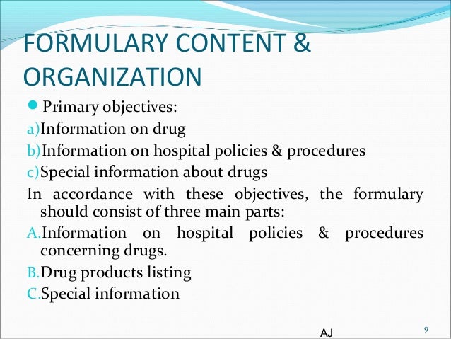 Hospital formulary