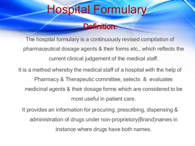 Hospital formulary