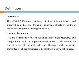 Hospital formulary | PPTX