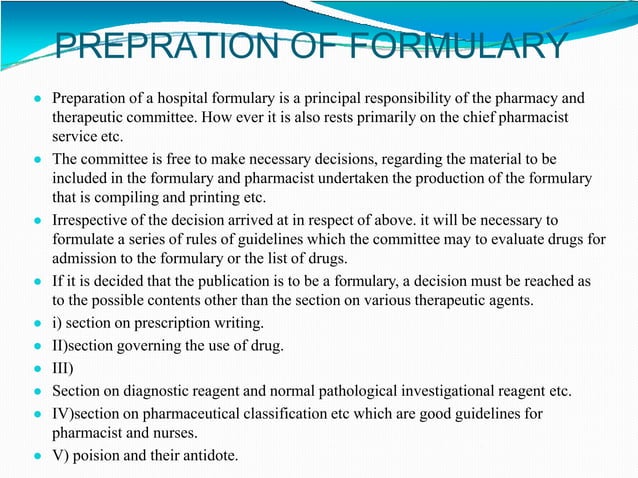 Hospital formulary