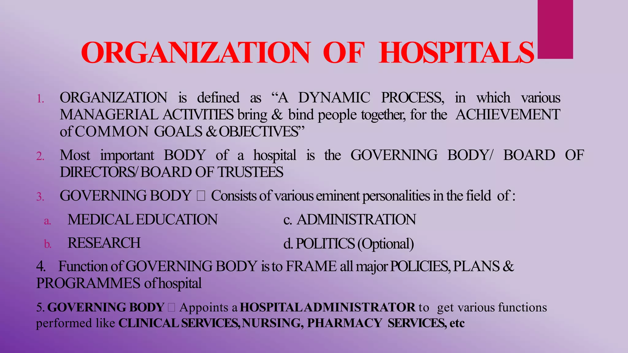 Hospital, its function and organization | PPTX